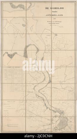 Mappa della Schelda, 1831; la Schelda tra Anversa e Bath con la ...