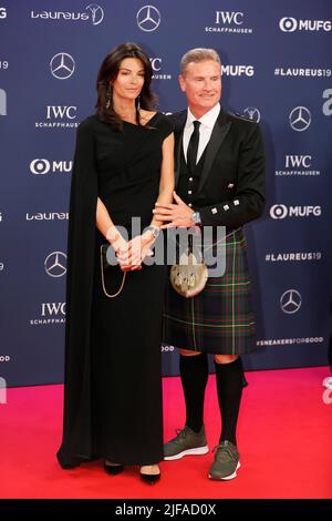David Coulthard con la donna Karen Minier, Red Carpet, Laureus World ...