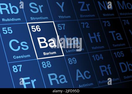 Elemento di bario sulla tavola periodica. Metallo di terra alcalino con ...