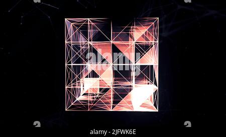 Linee triangolari in disegno cubico. Movimento. Design luminoso del ...