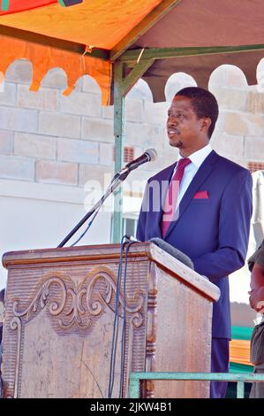 L'ex presidente dello Zambia Edgar Chagwa Lungu ha tenuto un discorso ...