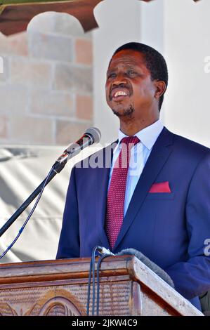 L'ex presidente dello Zambia Edgar Chagwa Lungu ha tenuto un discorso ...