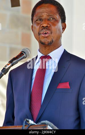 L'ex presidente dello Zambia Edgar Chagwa Lungu ha tenuto un discorso ...