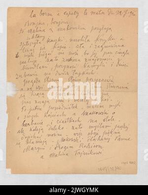 Lettera a Maria Mickiewiczówna con disegno [autoritratto dell'artista ...