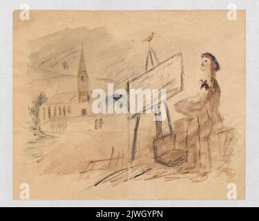 Lettera a Maria Mickiewiczówna con disegno [autoritratto dell'artista ...