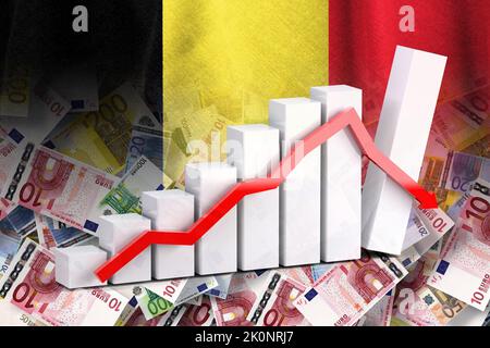 Bandiera belga con grafico a barre della crescita e grafico a torta ...