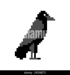 Pixel ART Black Raven isolato. Corvo nero pixelato simbolo della morte ...