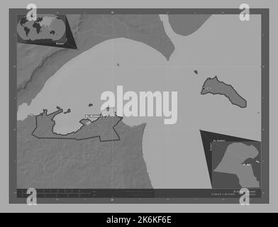 Al Asimah, provincia del Kuwait. Mappa altimetrica bilivello con laghi ...