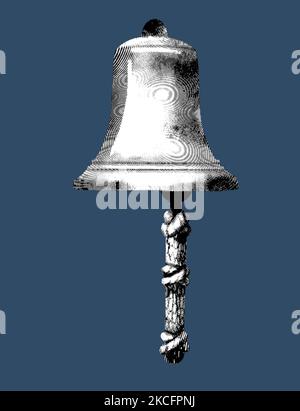 Incisione della campana della nave. Un'illustrazione realistica della ...