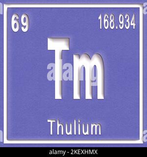 Elemento chimico del tulio, segno con numero atomico e peso atomico ...