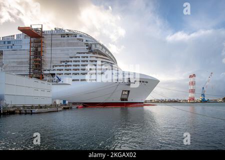 La nave da crociera MSC Euribia è vista durante la sua costruzione ...