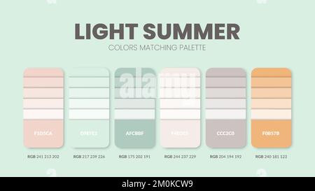 Tavolozza di colori in una collezione di colori estivi. Schema colori o ...