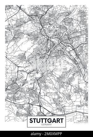 Poster della mappa della città di Stoccarda. Cartellone della mappa ...