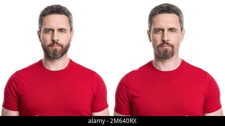confronto tra due uomini rasati prima e dopo in studio. confronto uomo ...