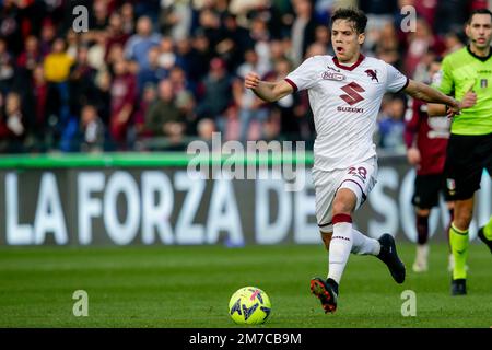 Il centrocampista italiano di Torino Samuele Ricci controlla la palla ...