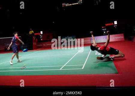 China's Feng Yan Zhe, right, and Huang Dong Ping celebrate after ...