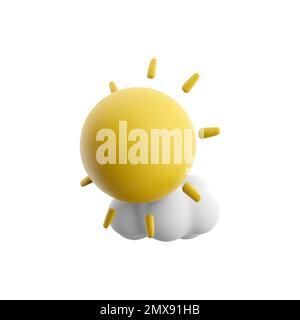 3d rendering del sole davanti all'icona delle nuvole. 3d rendering ...