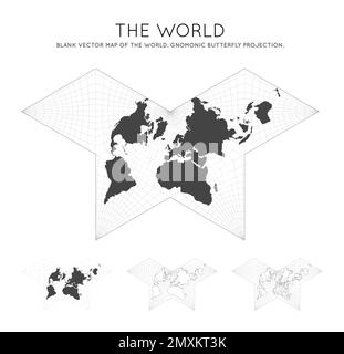 Mappa del mondo. Proiezione gnomonica. Globo con latitudine e ...