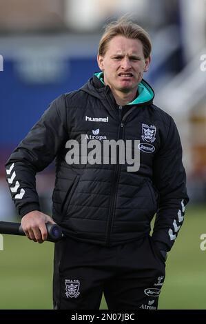 Brad Dwyer #33 di Hull FC durante la partita di pre-stagione della ...