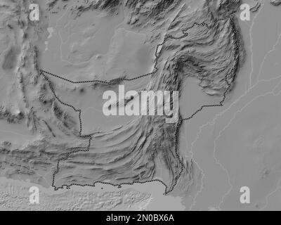 Baluchistan, provincia del Pakistan. Mappa altimetrica bilivello con ...