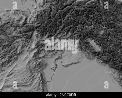 Khyber Pakhtunkhwa, provincia del Pakistan. Mappa altimetrica bilivello ...