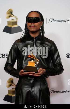 Steve Lacy, winner of the award for best progressive R&B album for "Gemini Rights," poses in the ...