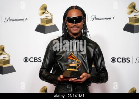 Steve Lacy, winner of the award for best progressive R&B album for "Gemini Rights," poses in the ...
