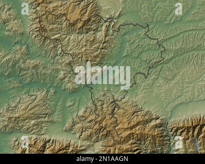 Alba, contea della Romania. Mappa di altitudine colorata con laghi e ...