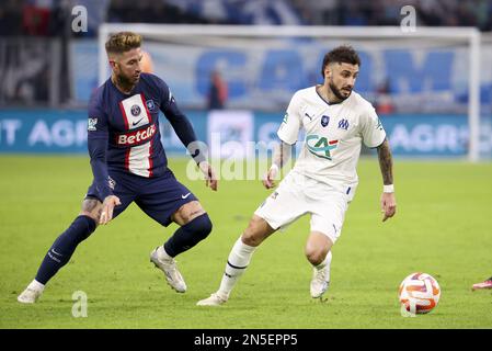 Jonathan Clauss di Marsiglia, Sergio Ramos di PSG (a sinistra) durante ...