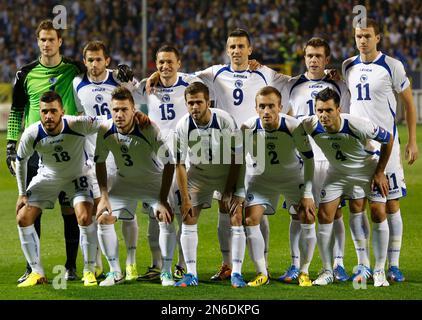 Bosnia’s players Asmir Begovic, Senad Lulic, Vedad Ibisevic,Emir Spahic ...