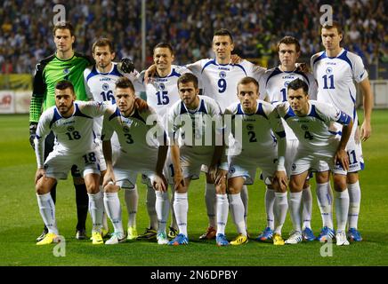 Bosnia’s players Asmir Begovic, Senad Lulic, Vedad Ibisevic,Emir Spahic ...