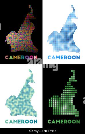 Mappa del Camerun. Mappa del Camerun in stile punteggiato. Bordi del ...