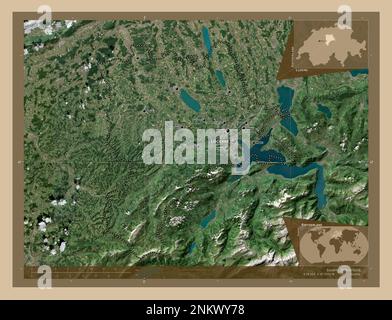 Lucerna, cantone della Svizzera. Mappa satellitare a bassa risoluzione ...