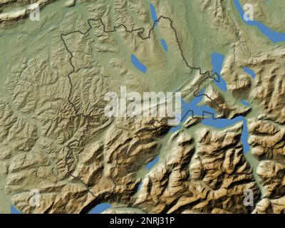 Lucerna, cantone della Svizzera. Mappa di altitudine colorata con laghi ...