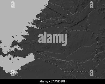 Mara, regione della Tanzania. Mappa in scala di grigi con laghi e fiumi ...
