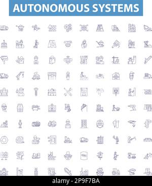 Set di simboli delle icone delle linee dei sistemi autonomi. Collezione ...