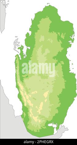 Mappa fisica del Qatar estremamente dettagliata con etichettatura ...
