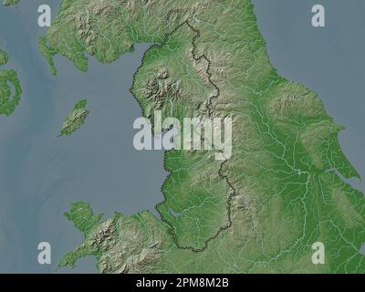 Forma di una mappa di elevazione colorata in tonalità seppia con laghi ...