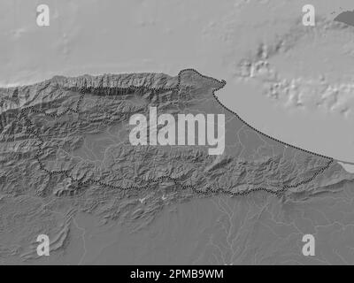 Miranda, stato del Venezuela. Mappa altimetrica bilivello con laghi e ...