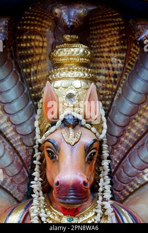 Sri Krishnan tempio indù. Hayagriva è un avatar del dio Vishnu. Egli è ...
