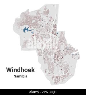 Mappa della città di Windhoek, capitale della Namibia. Mappa ...