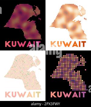 Mappa del Kuwait. Mappa del Kuwait in stile punteggiato. Bordi del ...