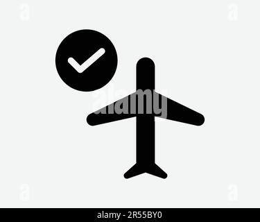 Icona volo verificato. Controllo del segno di spunta dell'aeroplano ...