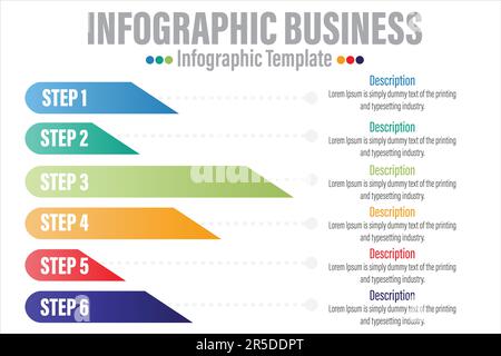 Timeline 6 passi, sei elementi grafici della tabella forma 6 opzioni ...