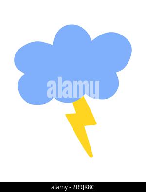 Nuvola e fulmini dipinti a mano con pennello. Nuvola di Doodle e icona ...
