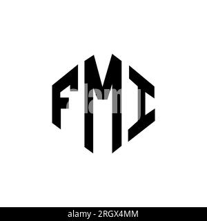 Logo FMI Letter con forma poligonale. Design del logo a forma di cubo e ...