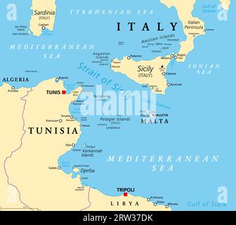 Isole Pelagie con Lampedusa, Linosa e Lampione, mappa politica ...