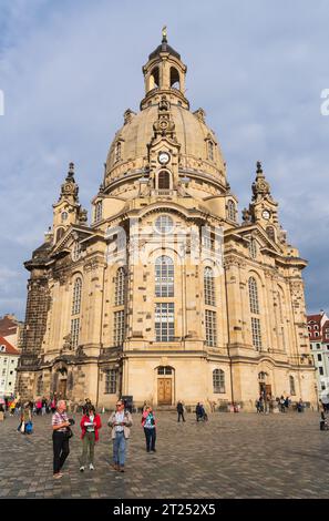 La Frauenkirche, la Chiesa di Nostra Signora, interno, Dresda, Sassonia ...