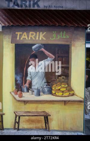 Un vivace murale raffigura la storia e la cultura di Kampong Glam ...