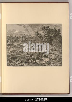 Adam dà i nomi degli animali, Jan Saenredam, dopo Abraham Bloemaert, 1639 - 1706 stampa Adam è ...